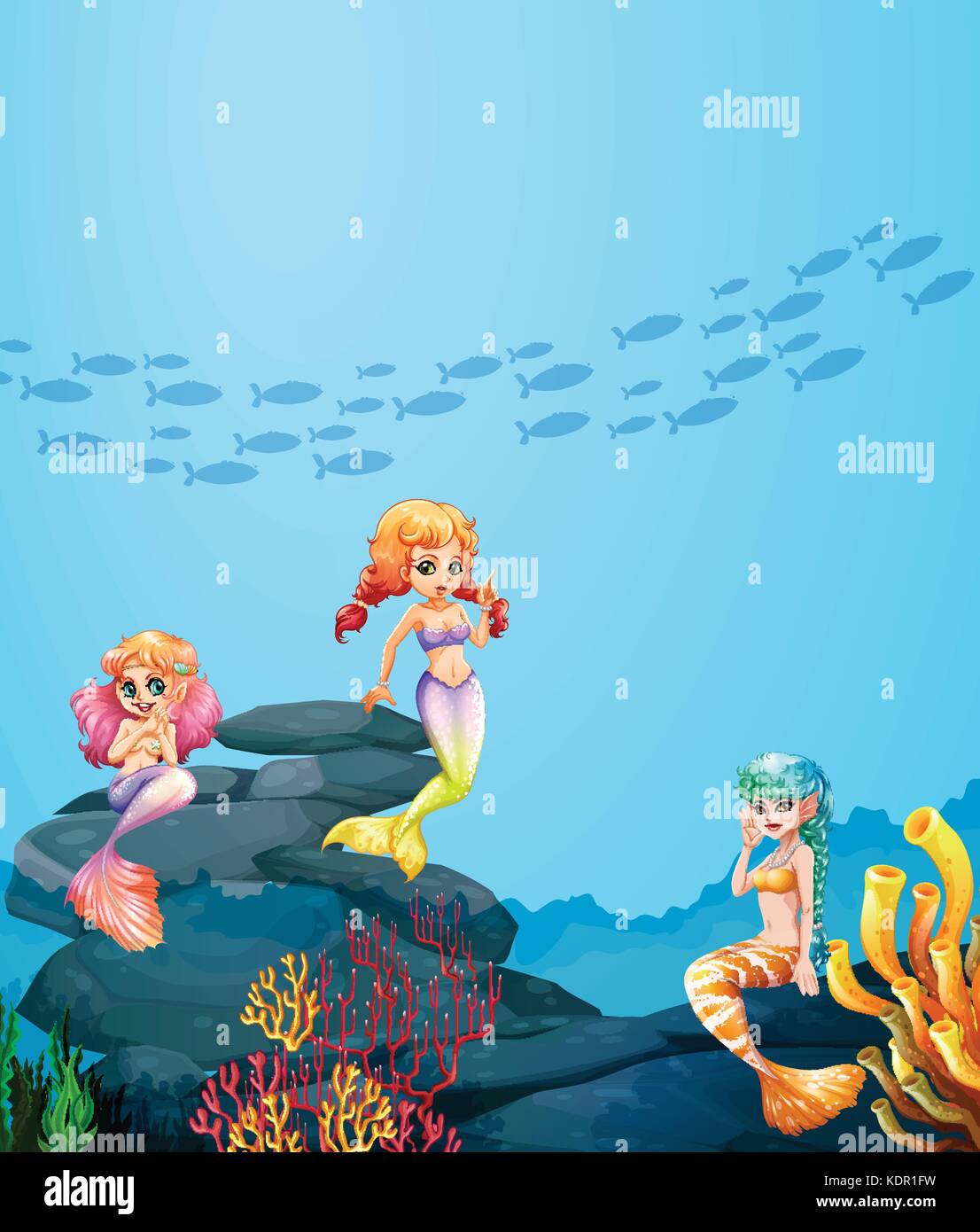 Three mermaids Stock Vector Images - Alamy