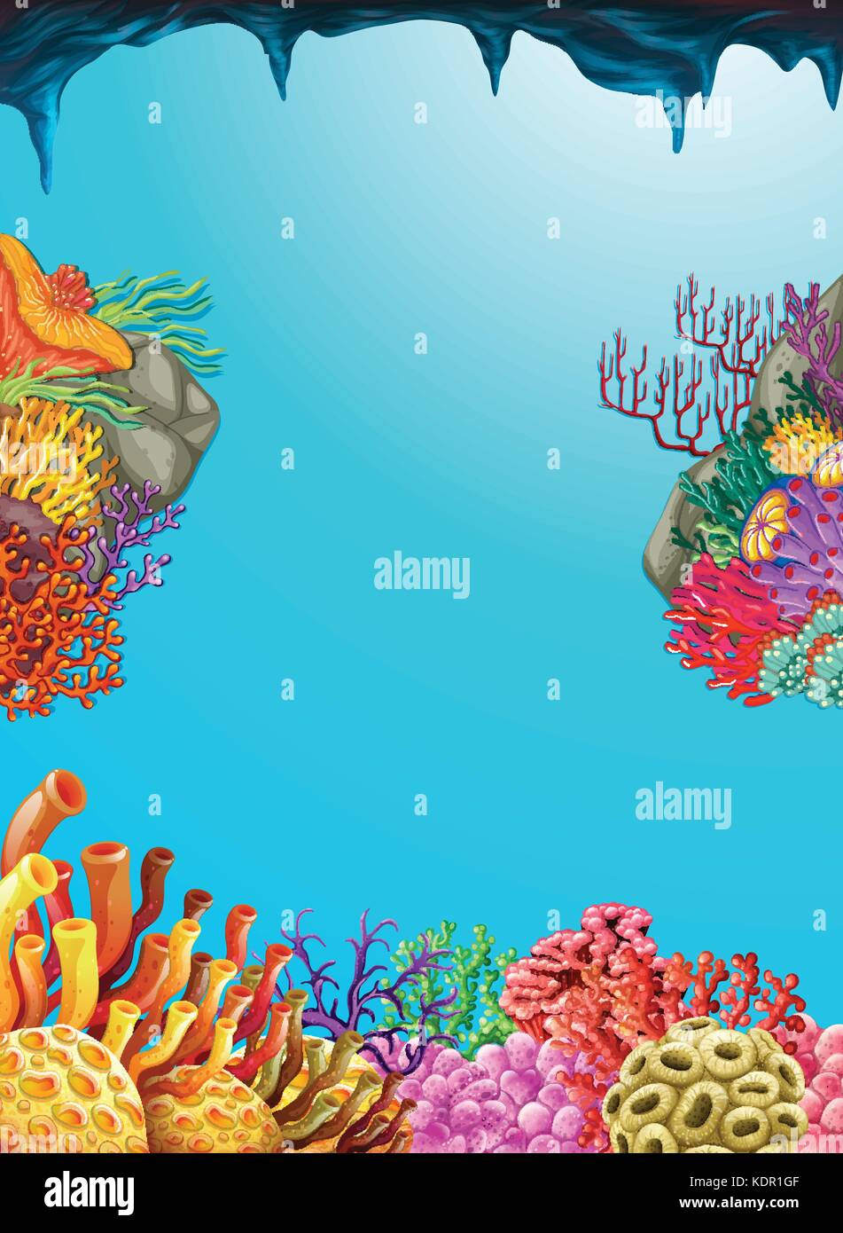 Scene with coral reef underwater illustration Stock Vector Image & Art ...