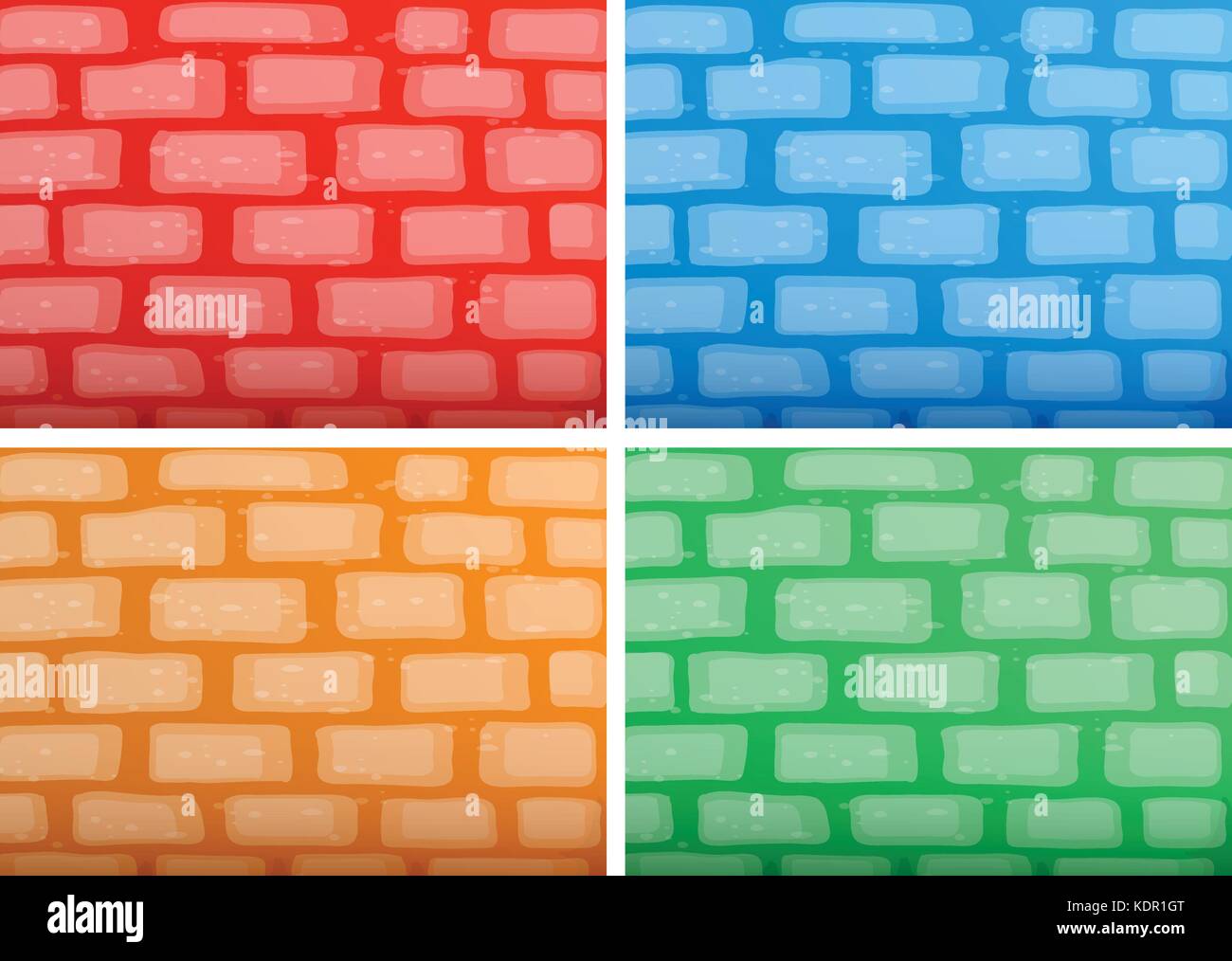 Background template with brickwalls in four different colors ...