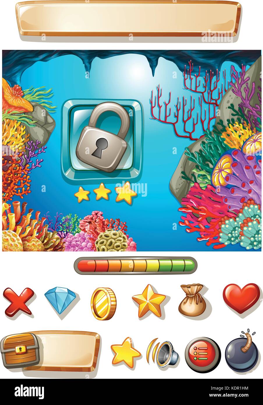 Game template with underwater background illustration Stock Vector ...