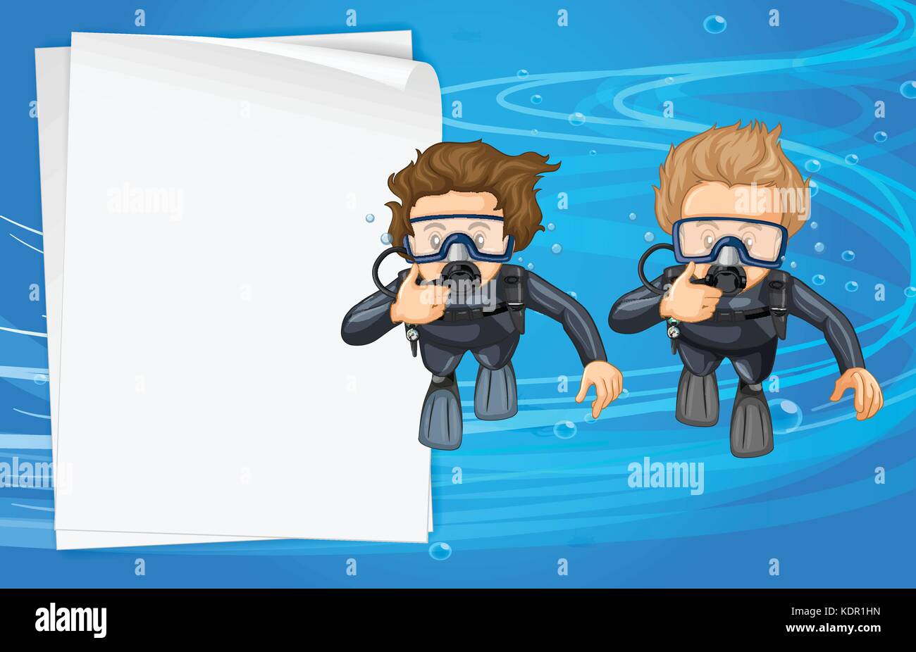 Paper template with two scuba divers illustration Stock Vector Image ...
