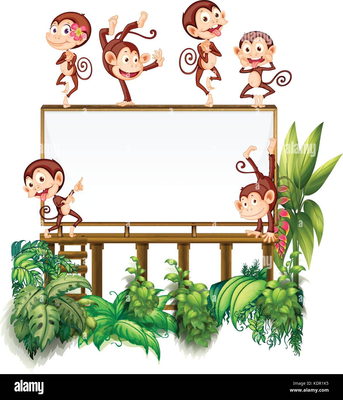 Frame template with little monkeys illustration Stock Vector Image ...