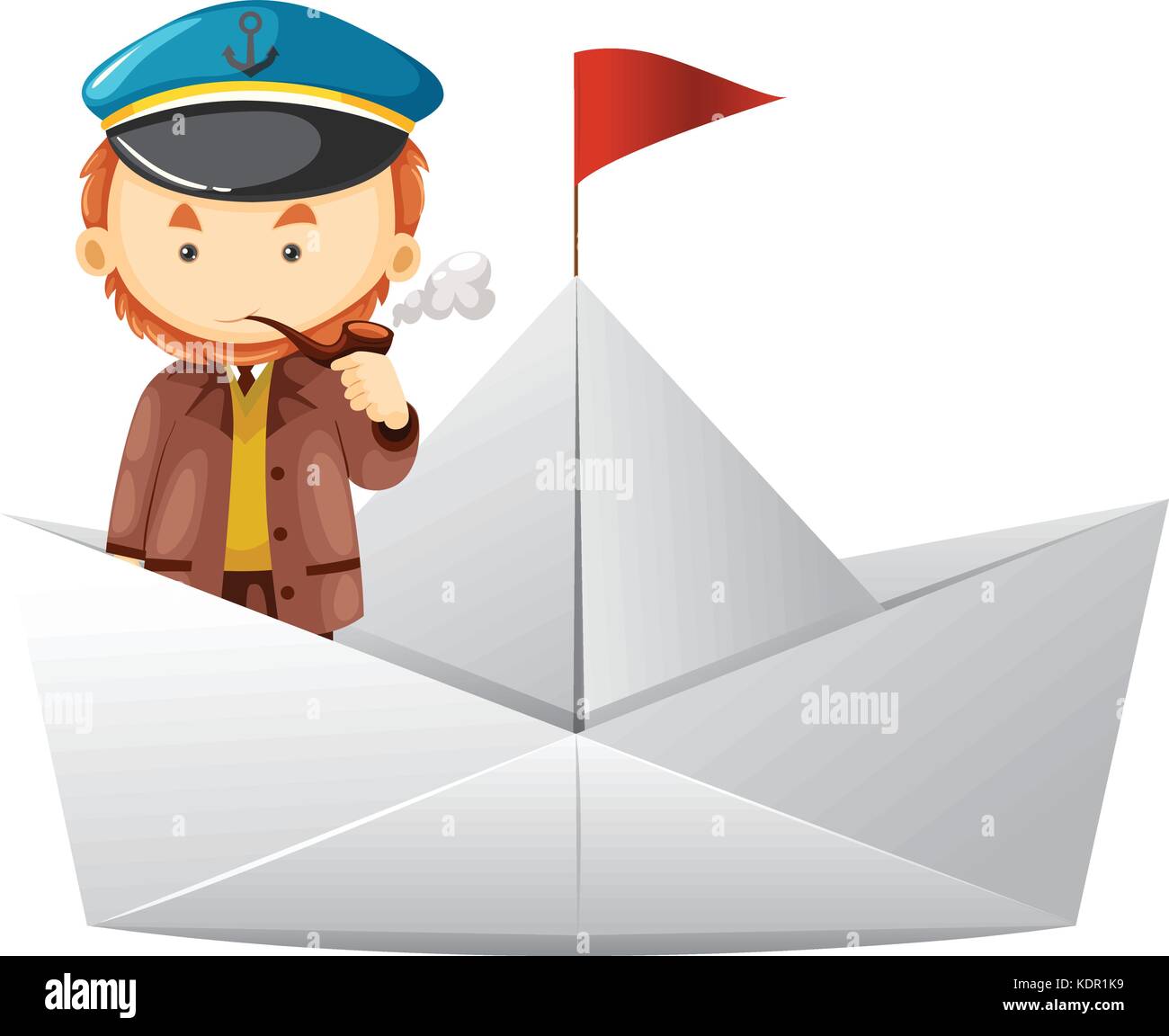 Captain and paper boat illustration Stock Vector Image & Art - Alamy