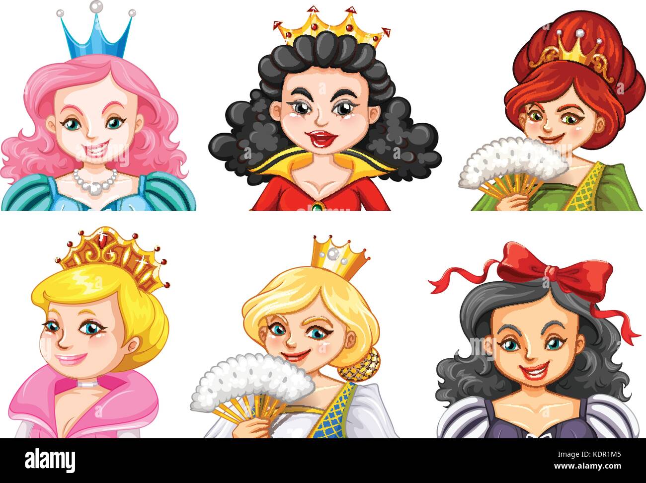 Different characters of queens and princesses illustration Stock Vector ...