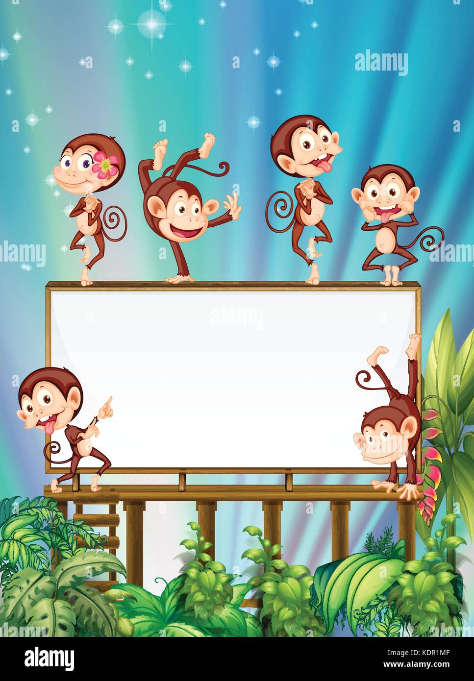Board template with cute monkeys illustration Stock Vector Image & Art ...