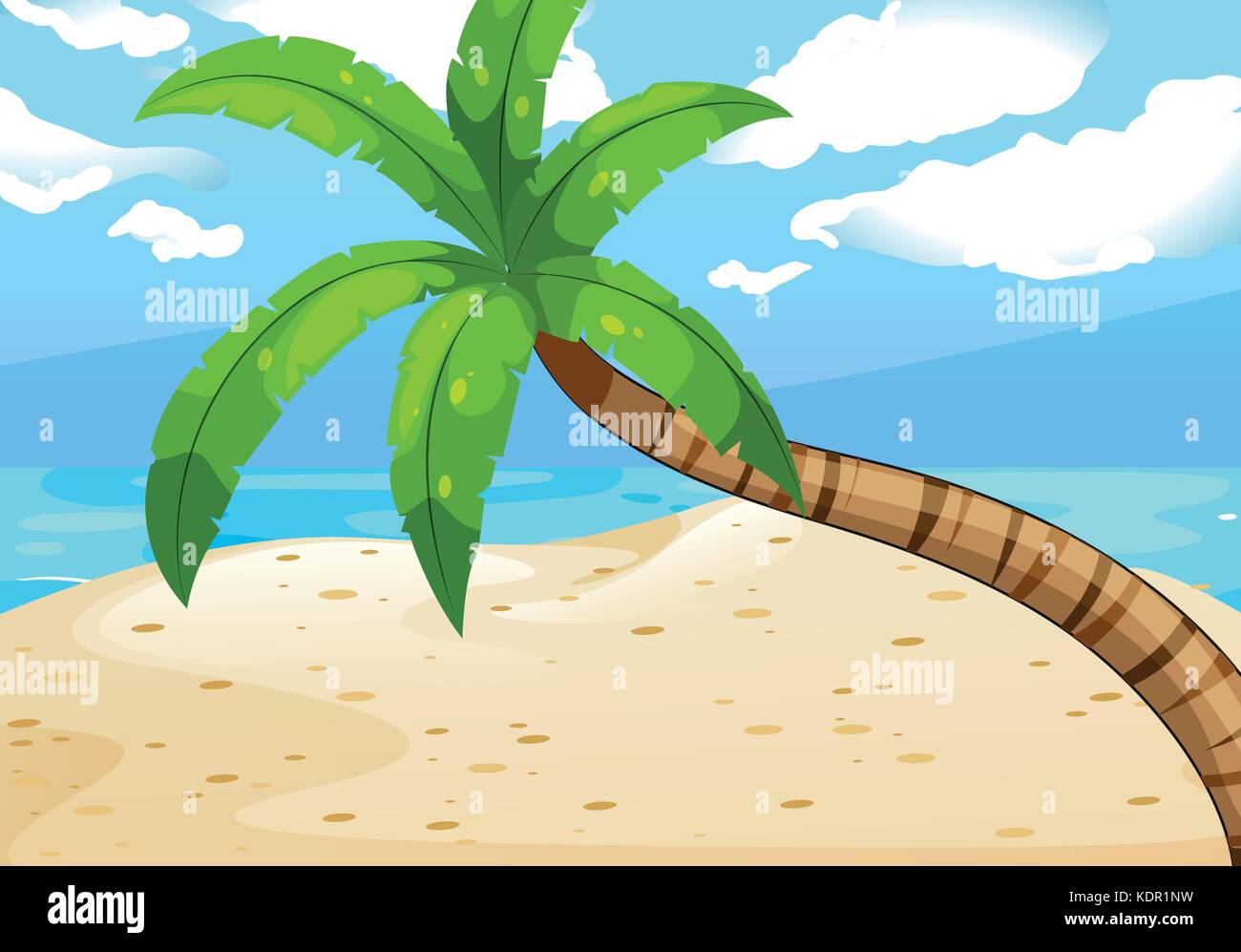 Ocean scene with tree on beach illustration Stock Vector Image & Art ...