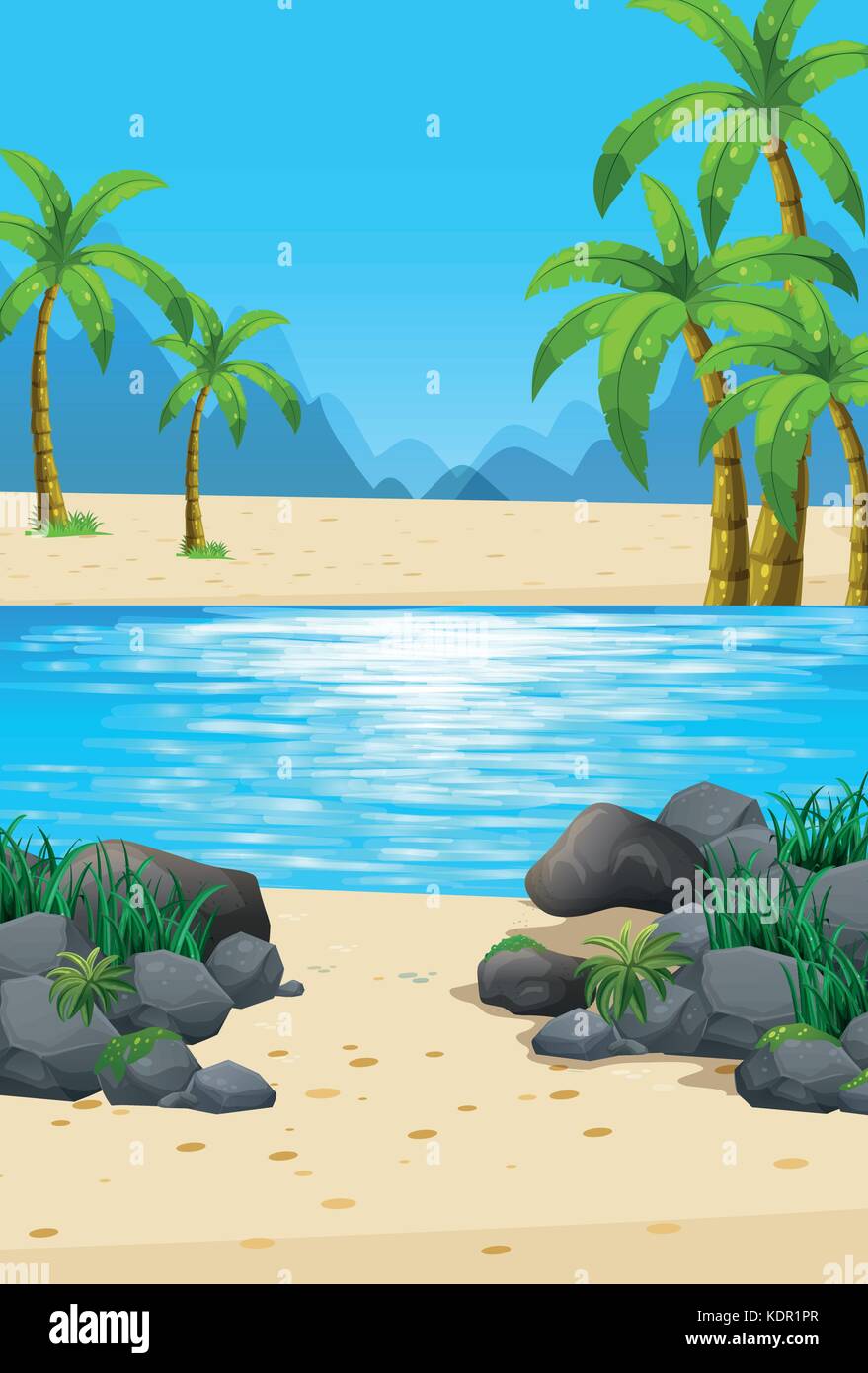 Beach holiday sand rocks Stock Vector Images - Alamy