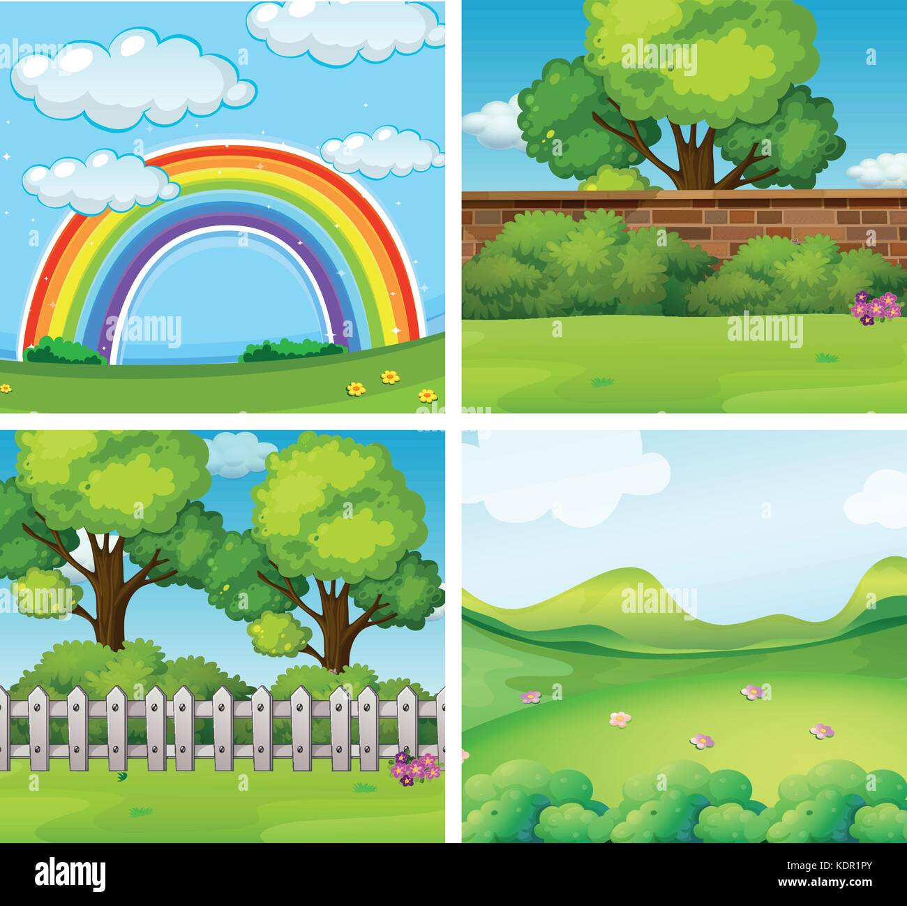 Four scenes of green parks illustration Stock Vector Image & Art - Alamy