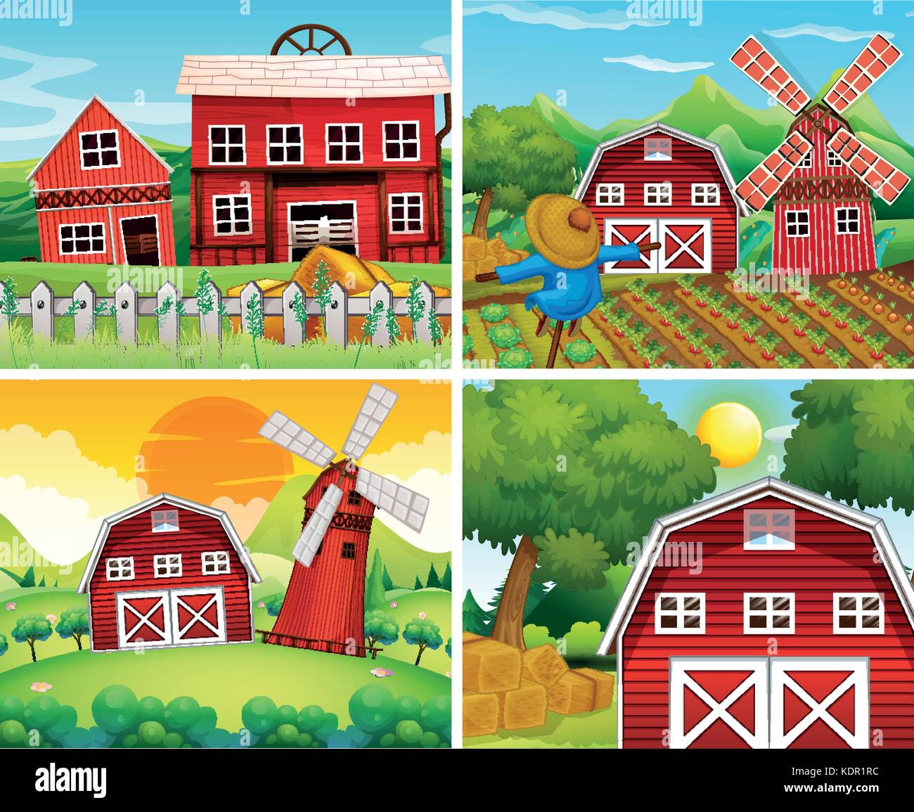 Farmyard Scene Stock Vector Images - Alamy