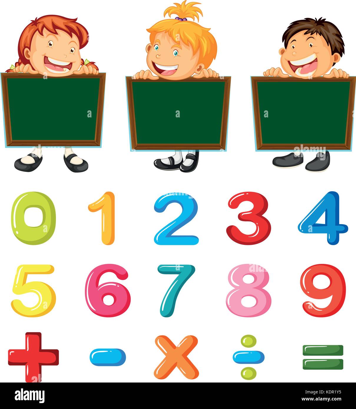 Children and numbers and signs illustration Stock Vector Image & Art ...