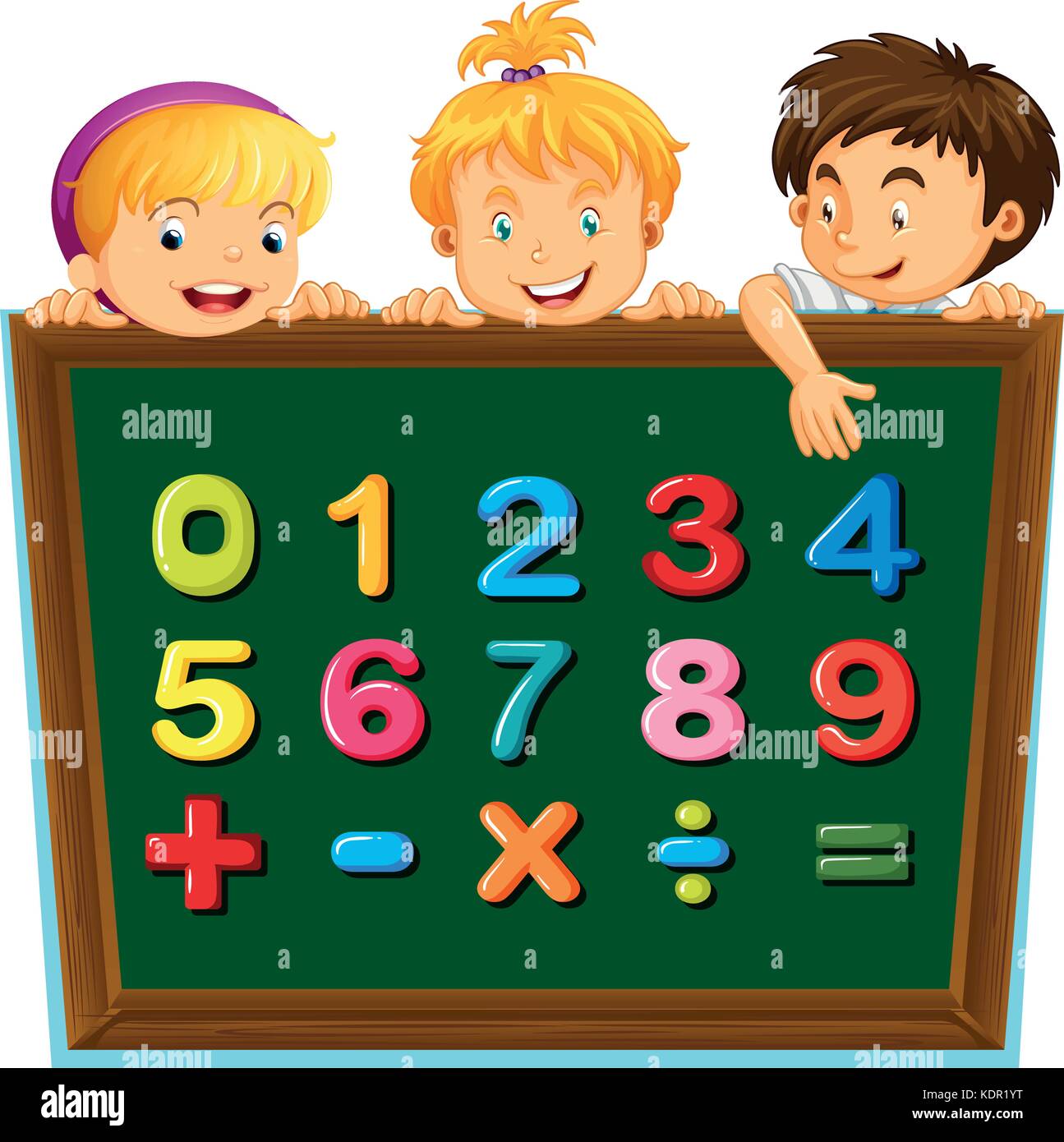 School kids and numbers on board illustration Stock Vector Image & Art ...
