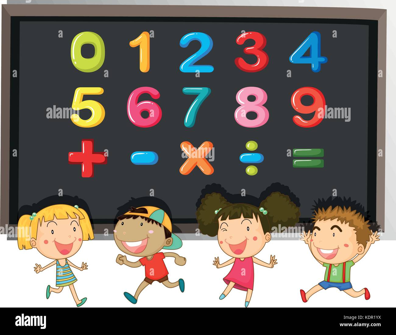 Numbers and signs on blackboard illustration Stock Vector Image & Art ...