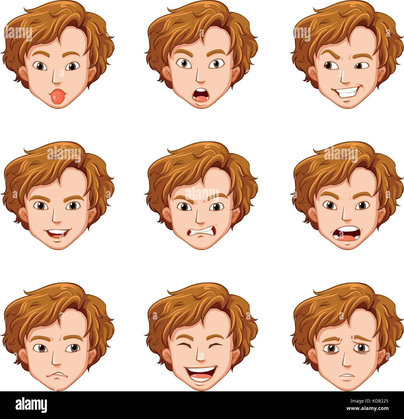 Man with different expressions on his face illustration Stock Vector ...