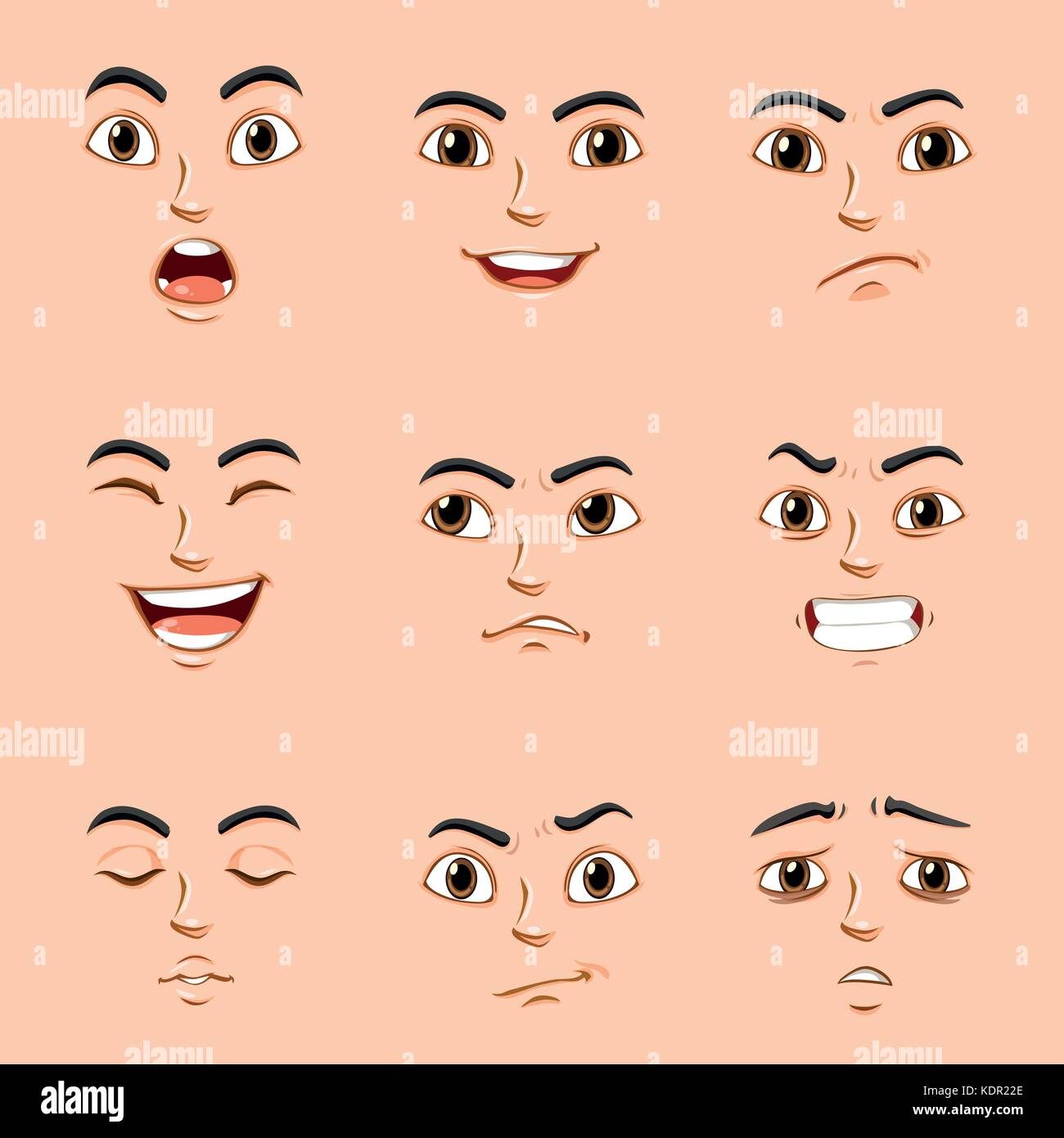 Different facial expressions of human illustration Stock Vector Image ...
