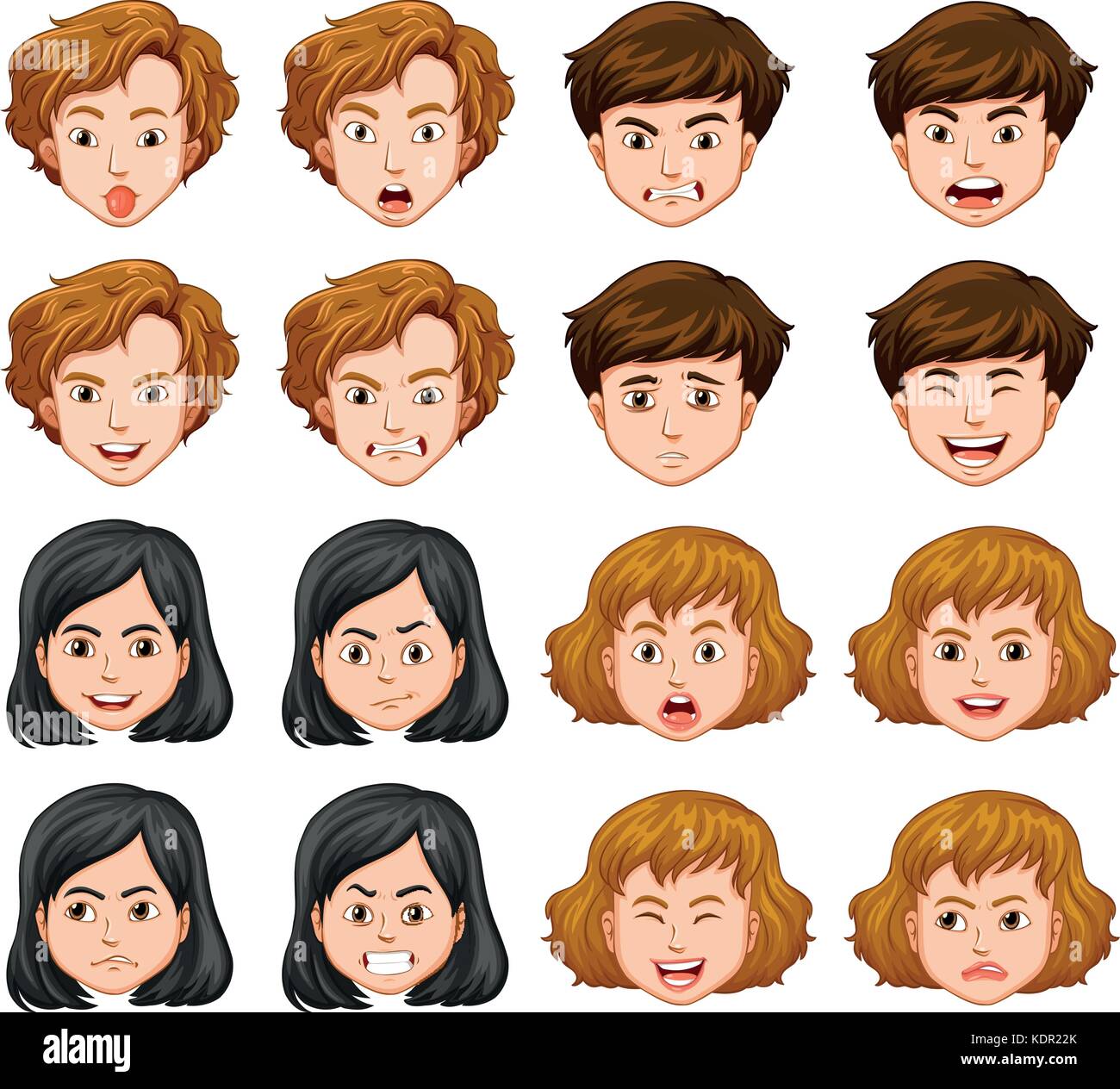 People with different facial expressions illustration Stock Vector ...