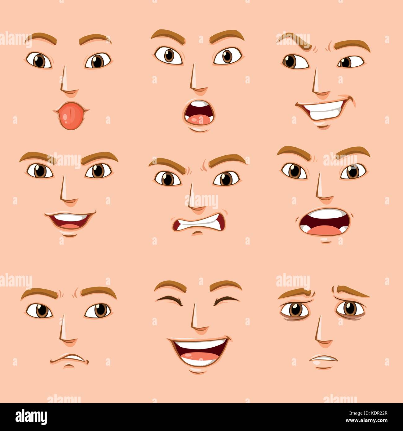 Different facial expressions of human illustration Stock Vector Image ...