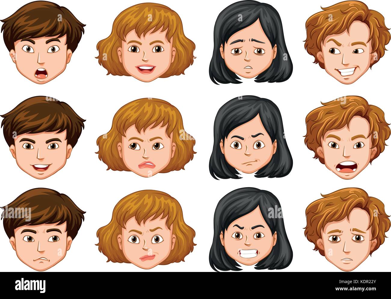 People with different facial expressions illustration Stock Vector ...