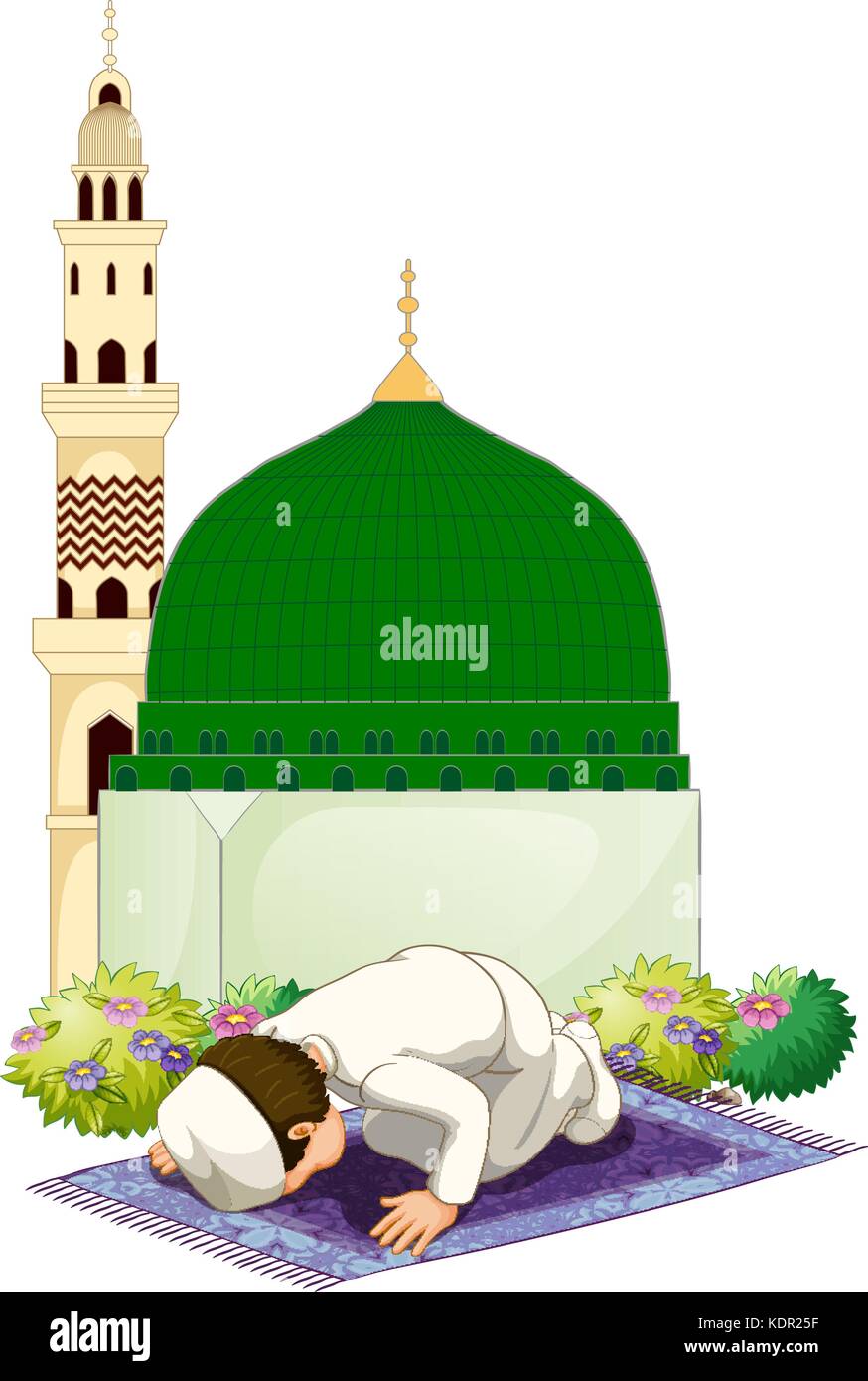 Muslim man praying at the mosque illustration Stock Vector Image & Art ...