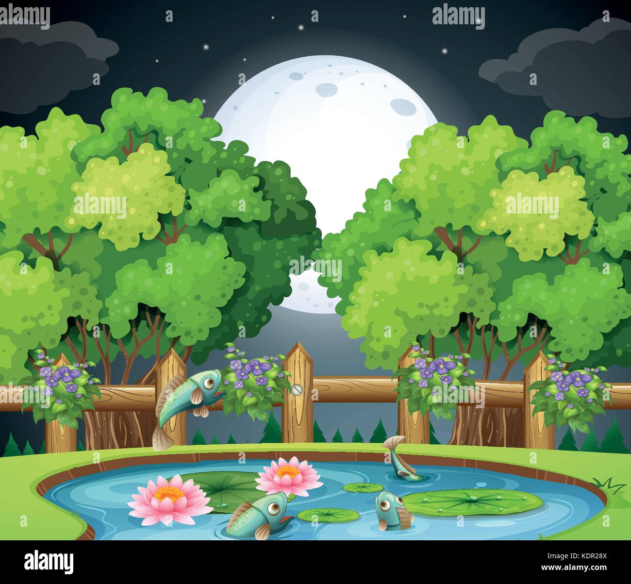 Nighttime park Stock Vector Images - Alamy