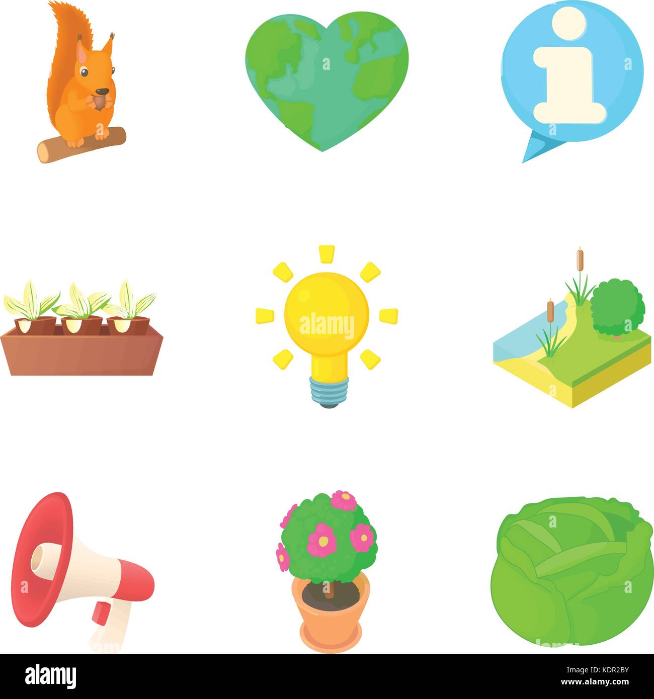 Care of the planet icons set, cartoon style Stock Vector Image & Art ...