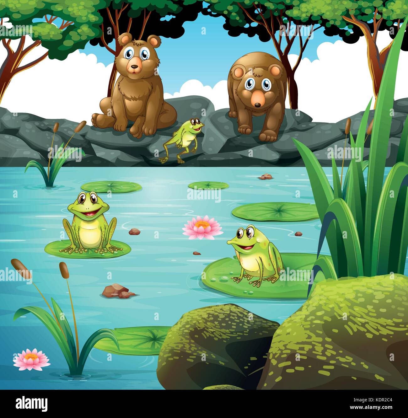 Three frogs Stock Vector Images - Alamy