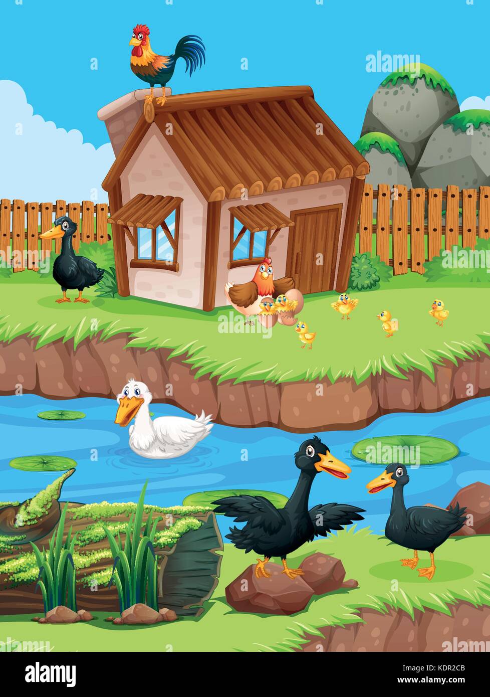 Farm Duck Pond Clip Art
