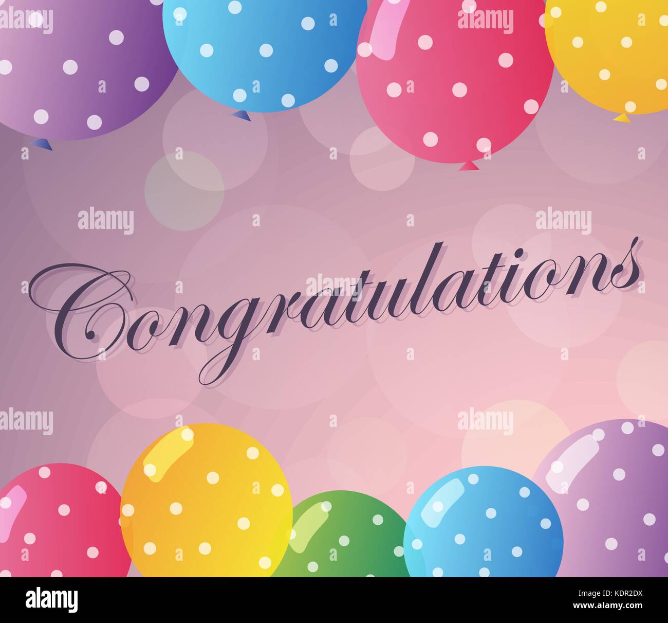 Congratulations card template with colorful balloons illustration Stock ...