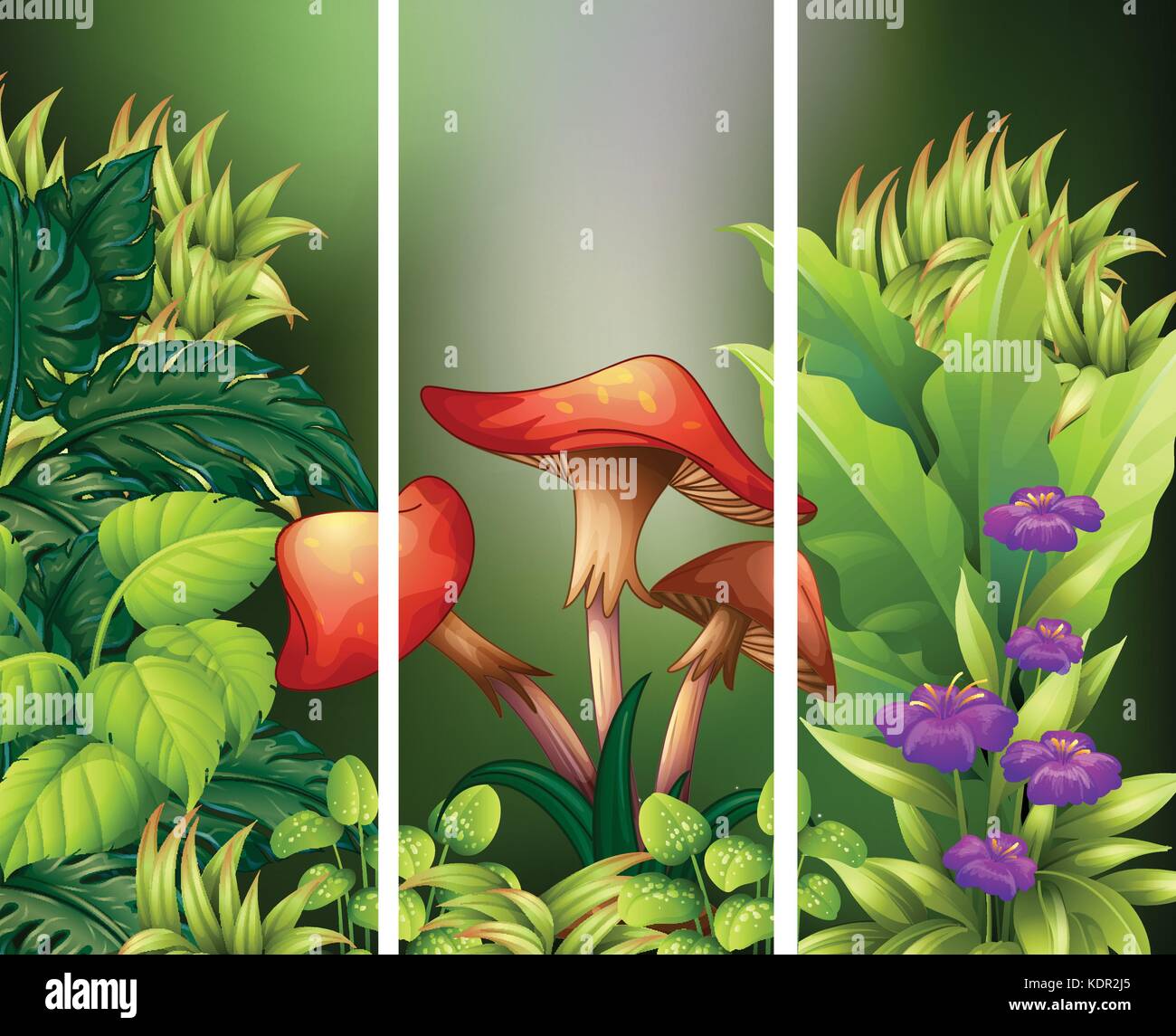 Scene with flowers and green leaves illustration Stock Vector Image ...