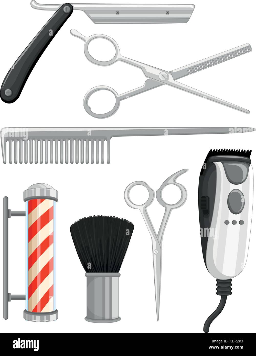 Different types of barber equipments illustration Stock Vector Image ...