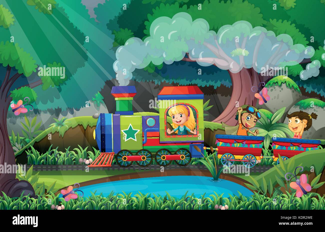 Forest scene children on Stock Vector Images - Alamy