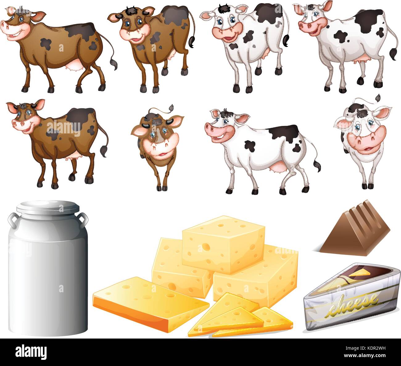 Cows and dairy products illustration Stock Vector Image & Art - Alamy