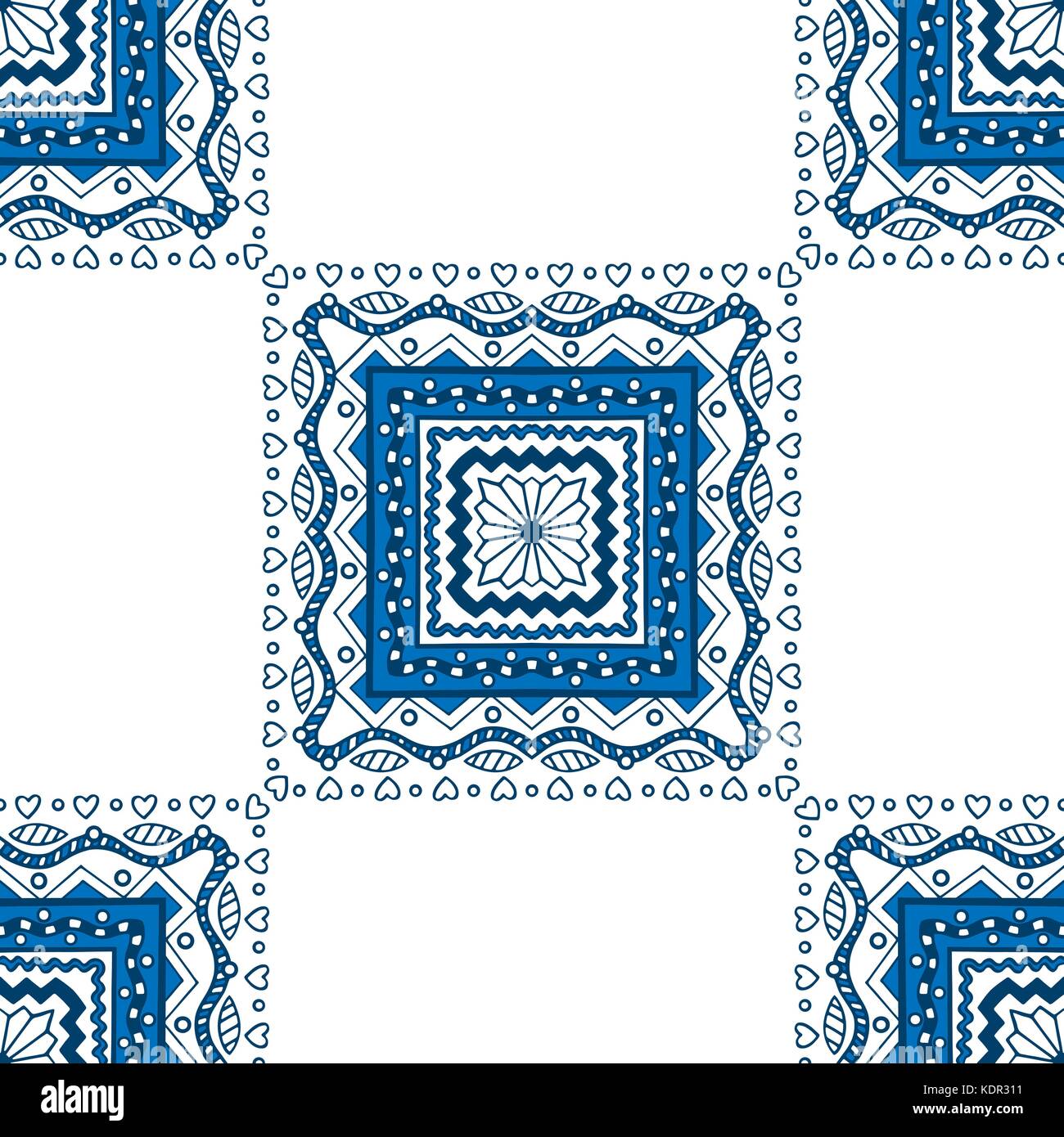 Blue seamless pattern. Design for dutch tile, background, textile Stock ...