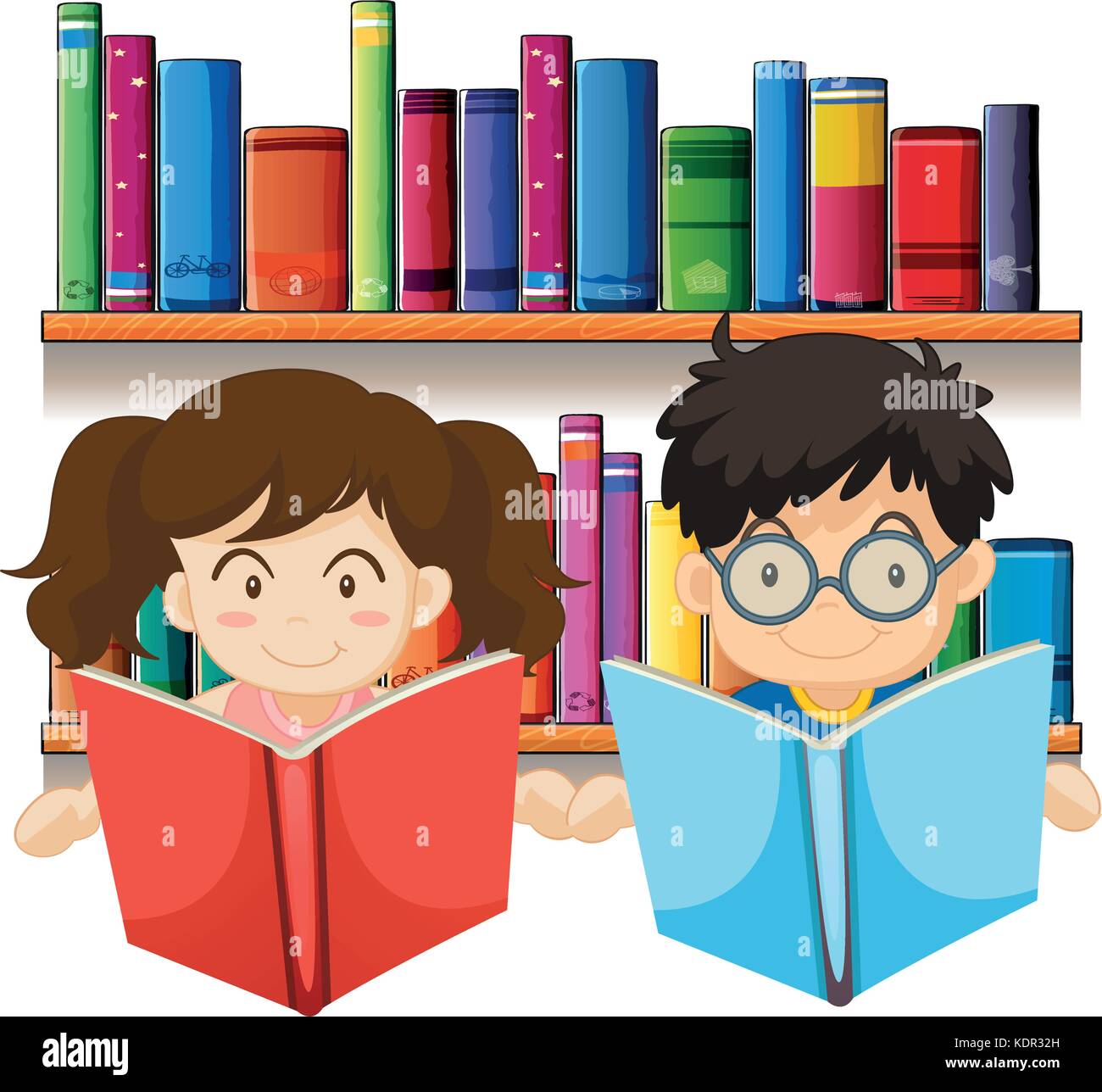 Clipart Boy And Girl Reading