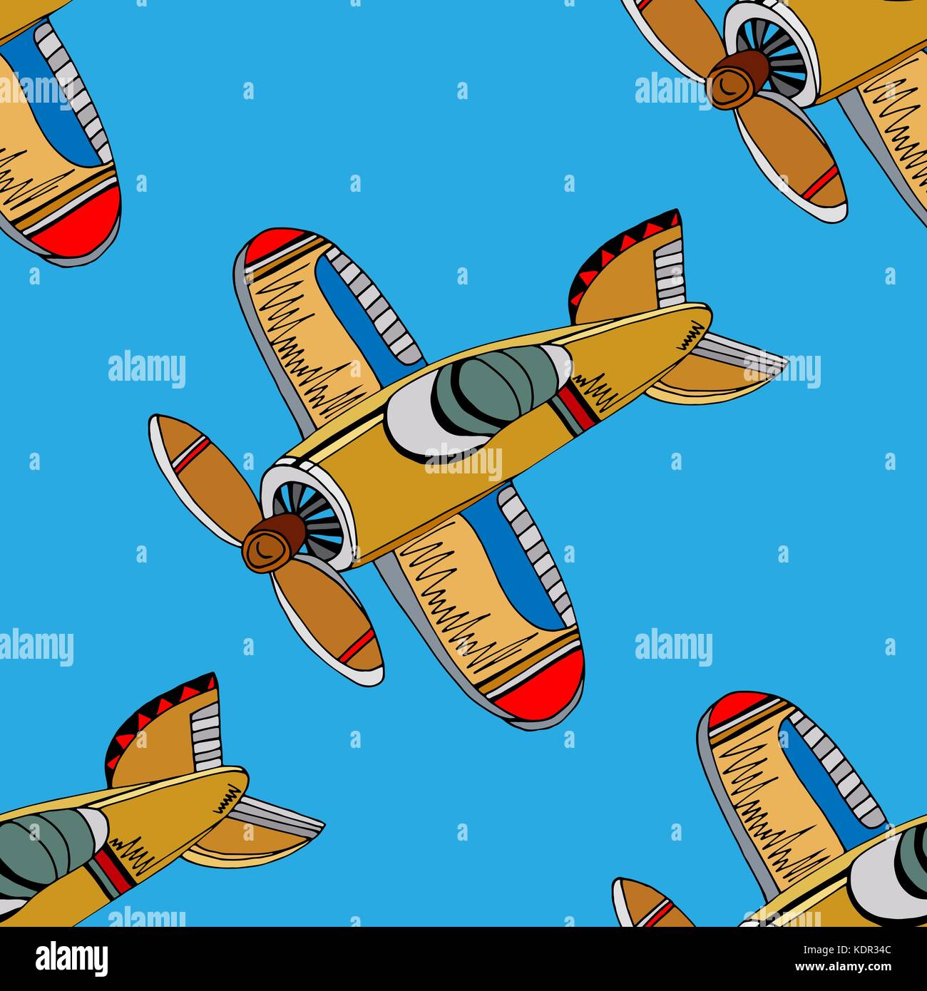 Airplanes pattern, seamless background. Vector illustration. Sketch ...