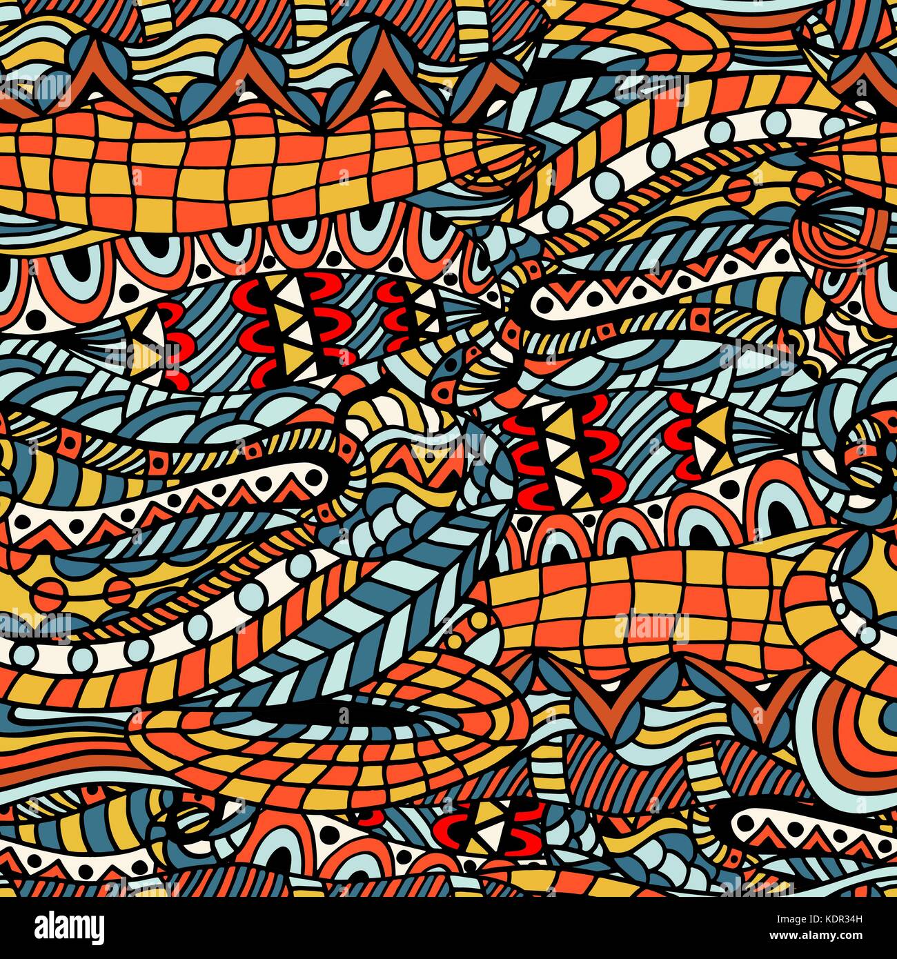 Colored Artistically ethnic pattern. Hand-drawn, ethnic, floral, retro ...