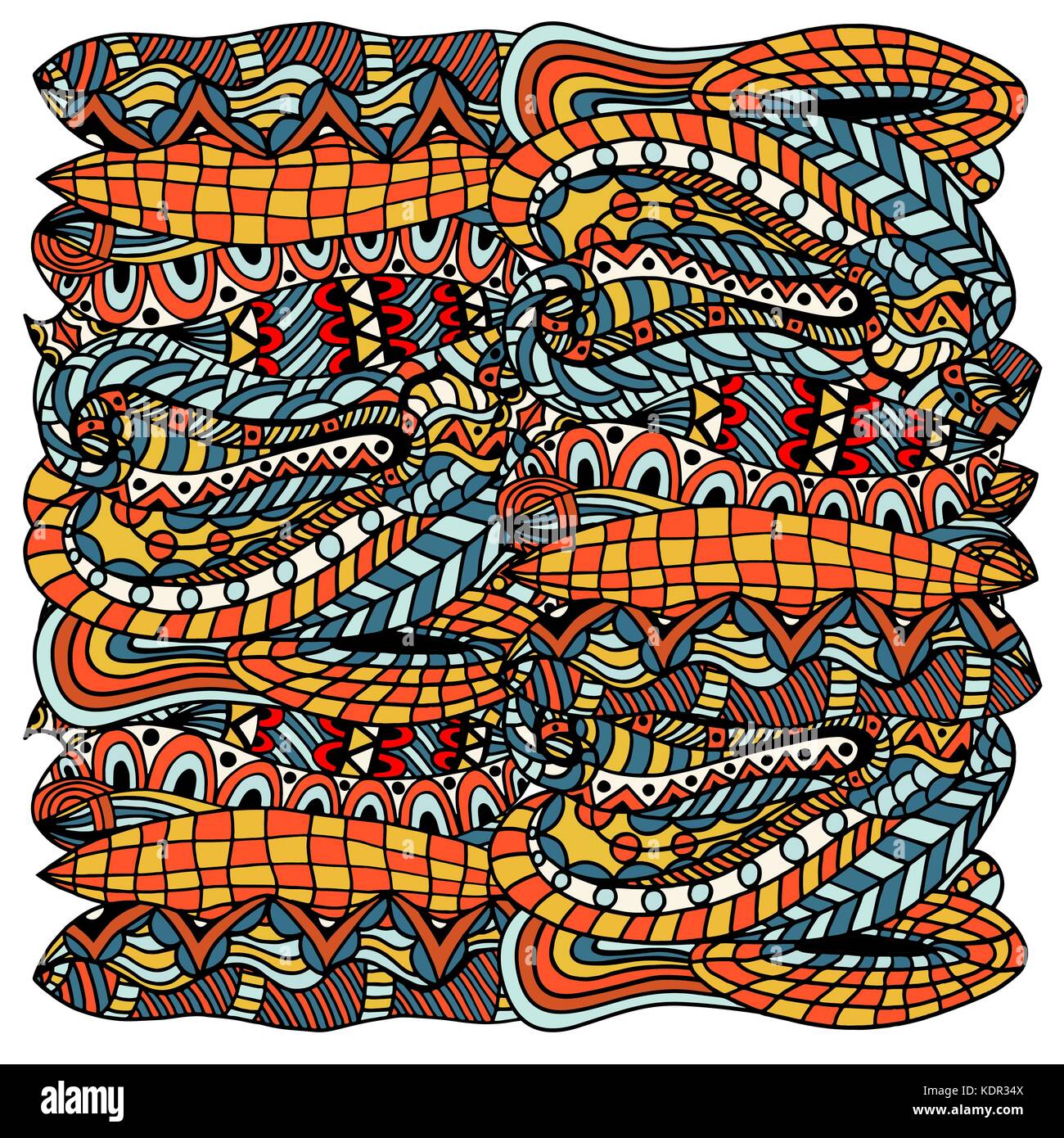 Colored Artistically ethnic pattern. Hand-drawn, ethnic, floral, retro ...