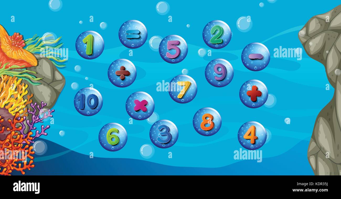 Counting numbers with underwater background illustration Stock Vector ...