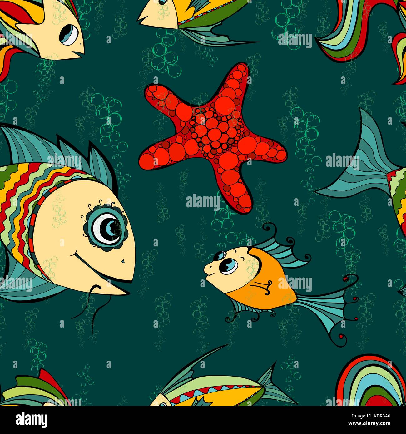Beautiful Seamless fish background. Vector illustration image Stock ...