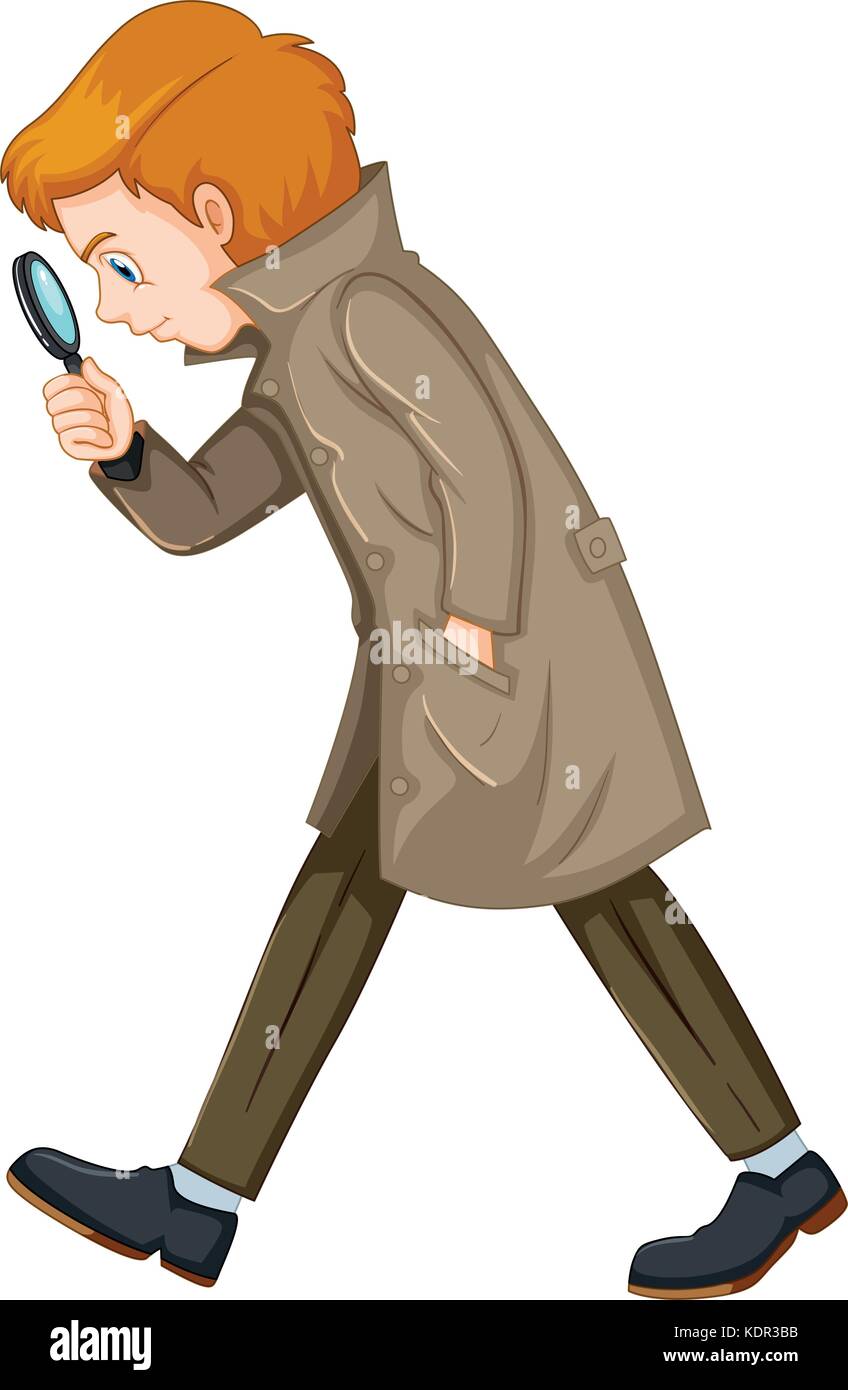 Detective man with magnifying glass illustration Stock Vector Image ...
