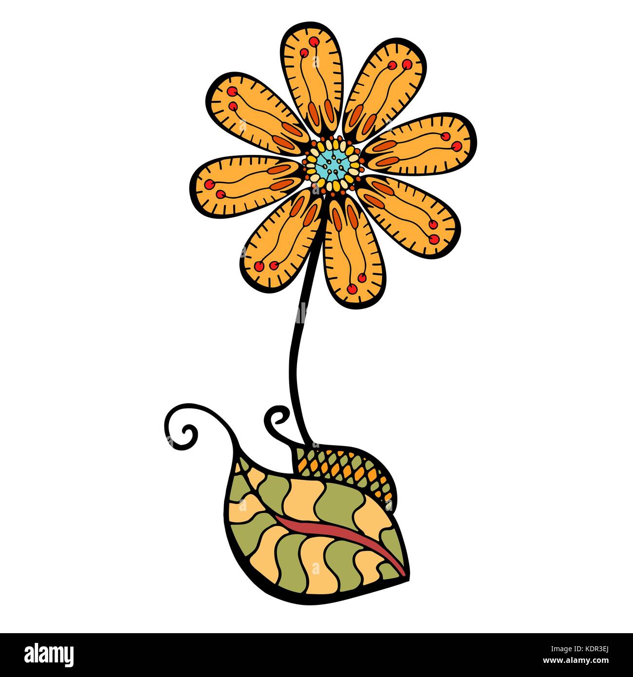 Sketchy colored doodle flower. Vector illustration image Stock Vector ...