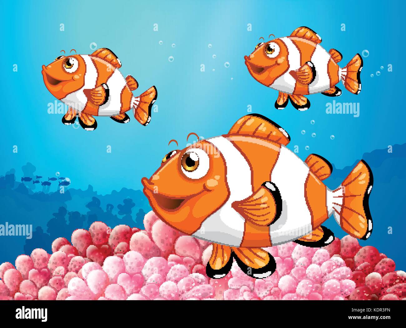 Three clownfish under the ocean illustration Stock Vector Image & Art ...
