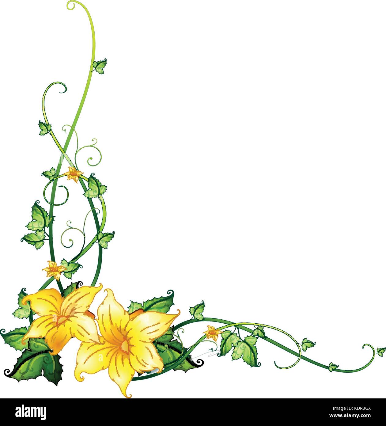 Border template with yellow flowers illustration Stock Vector Image ...