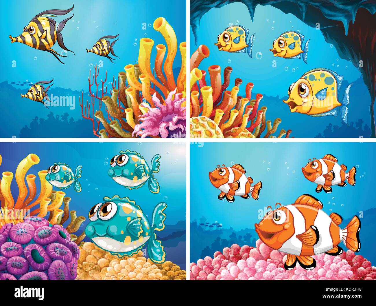 Fish swim under the ocean illustration Stock Vector Image & Art - Alamy