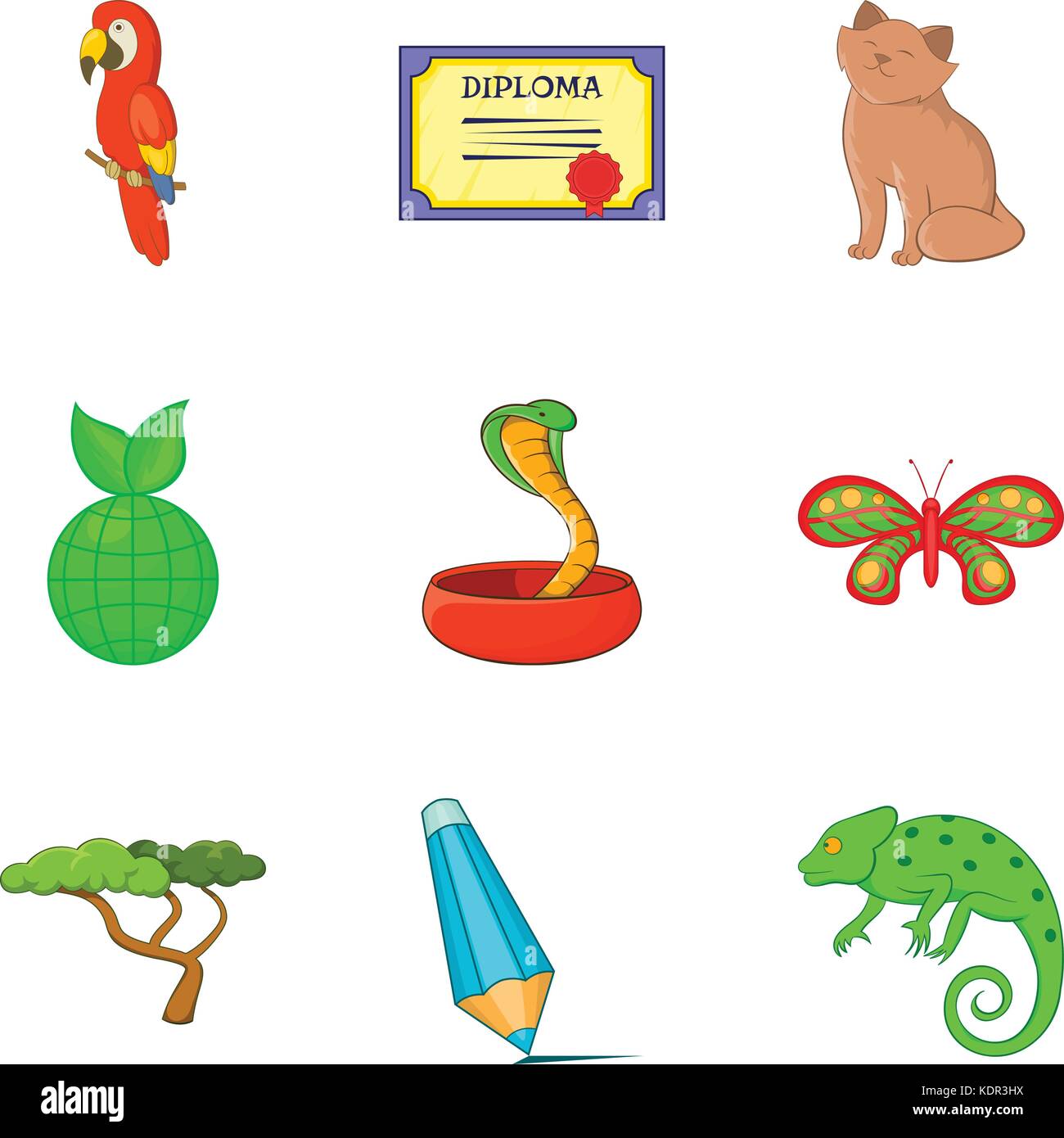 Biology icons set, cartoon style Stock Vector Image & Art - Alamy