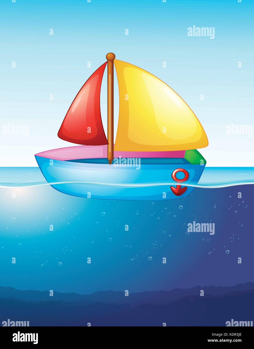Toy boat floating on water illustration Stock Vector Image & Art - Alamy