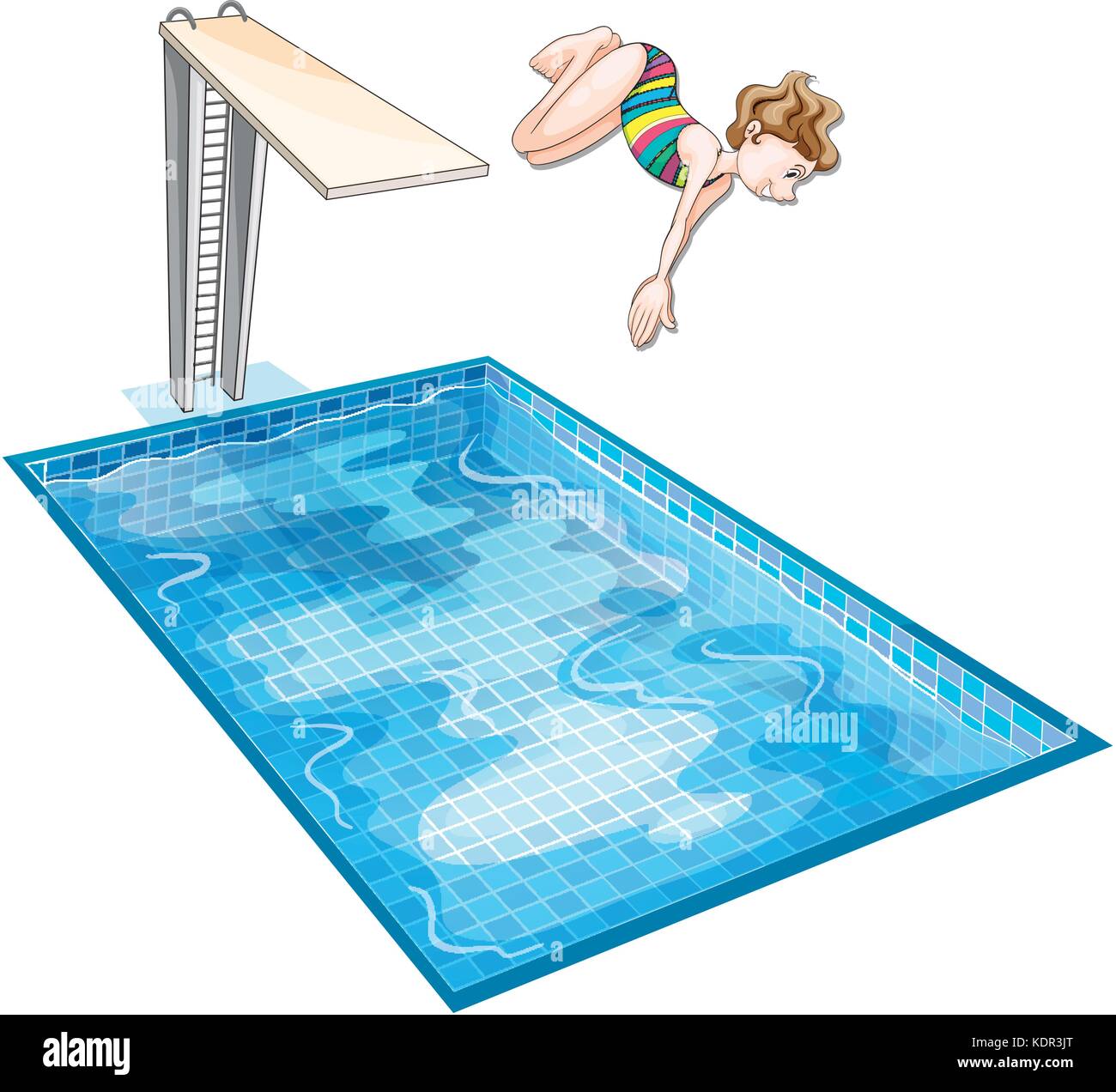 Girl diving down the swimming pool illustration Stock Vector Image ...