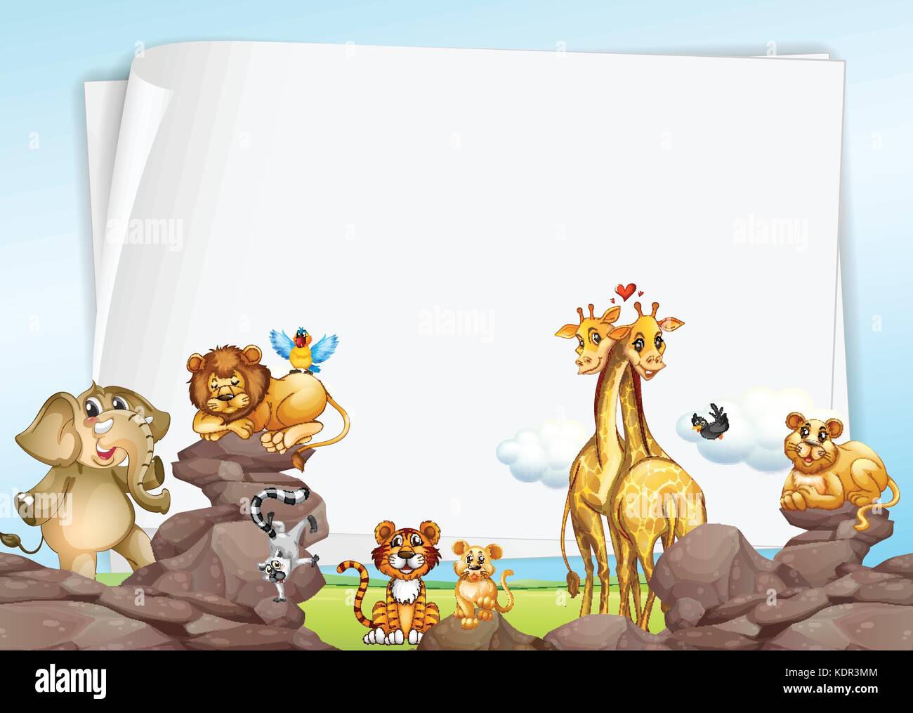 Paper background with wild animals illustration Stock Vector Image ...