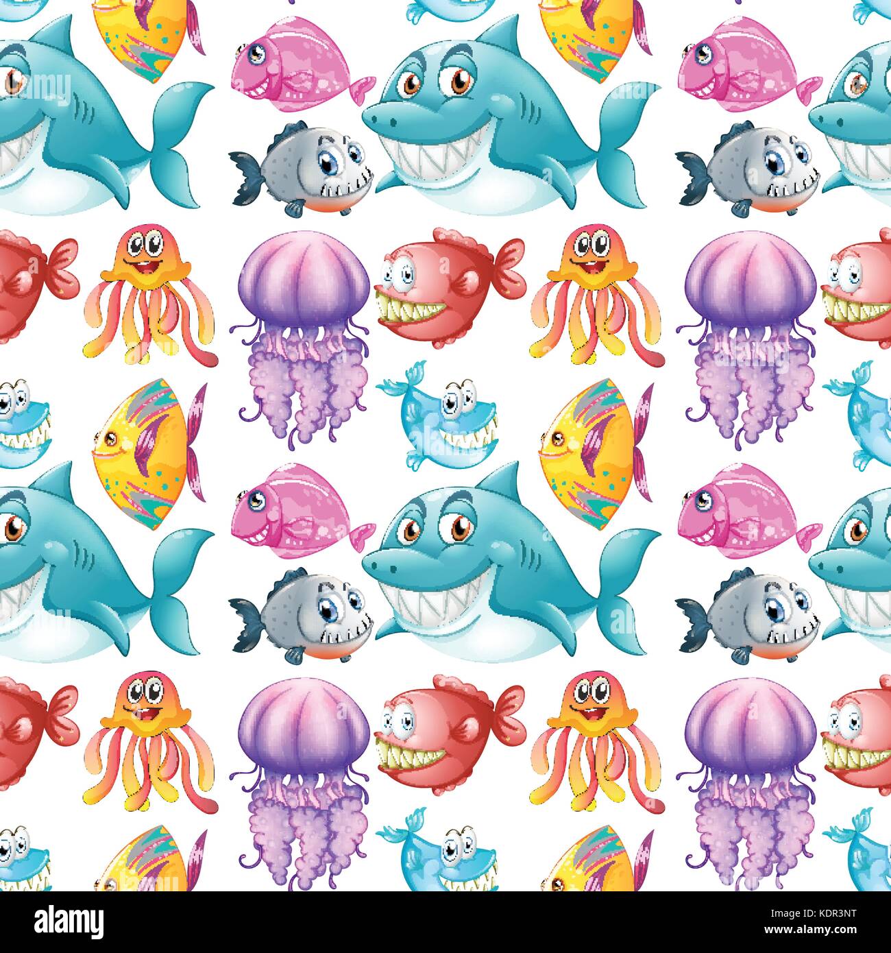 Seamless background design with sea animals illustration Stock Vector ...