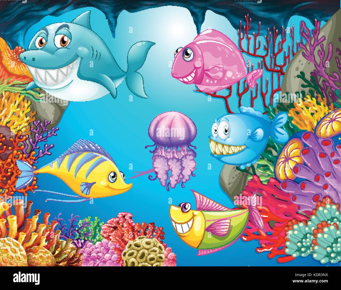 Set ocean animals in Stock Vector Images - Alamy