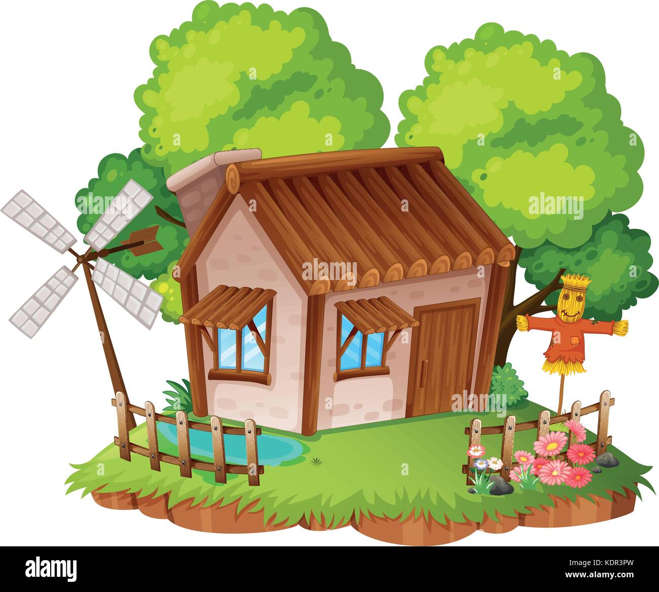 Cottage with little garden illustration Stock Vector Image & Art - Alamy